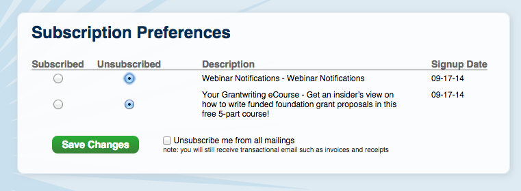 Subscription Preferences | Pamela Grow